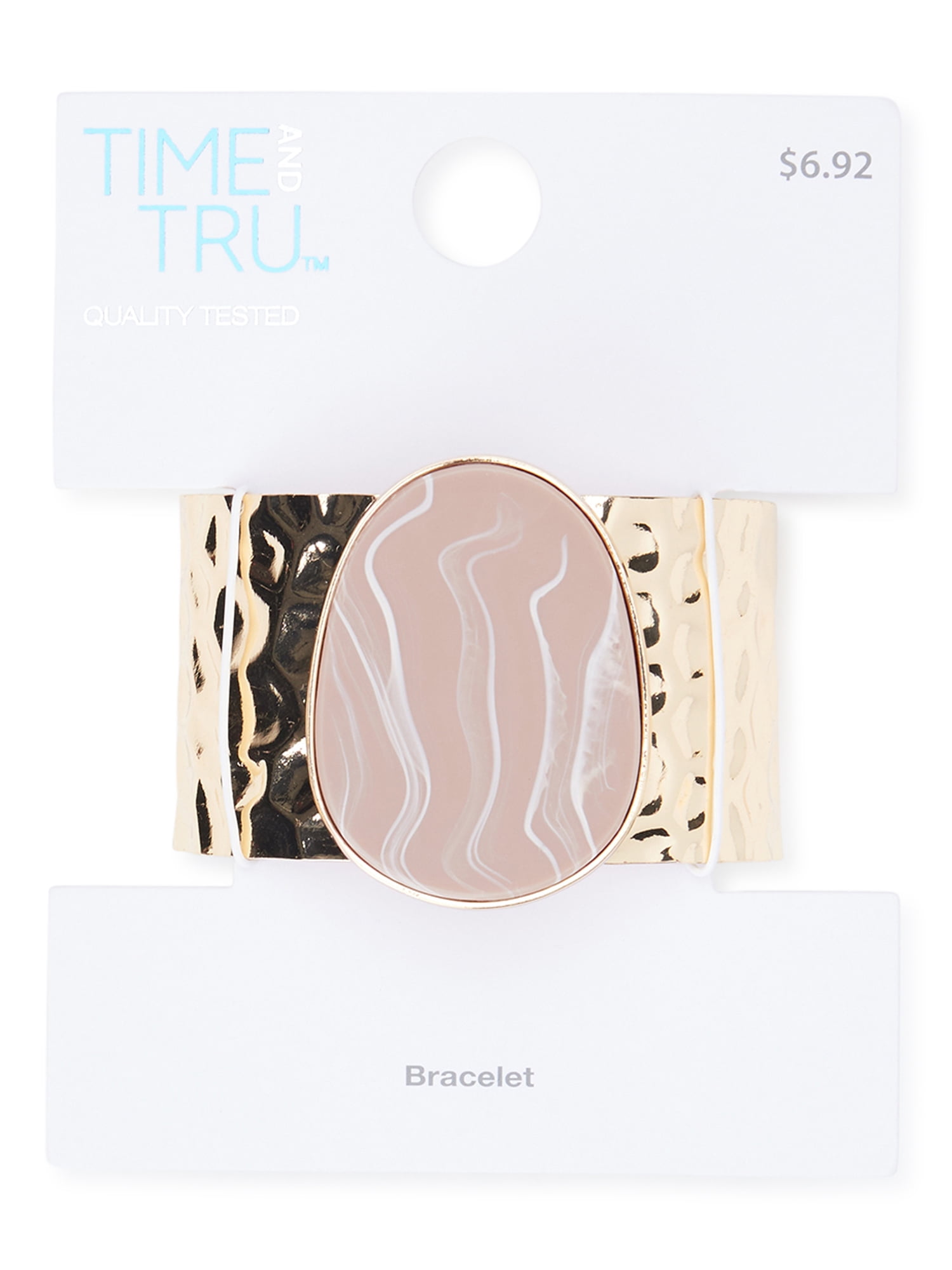 Time and Tru Hammered Cuff Bracelet with Faux Stone Accent - Walmart.com