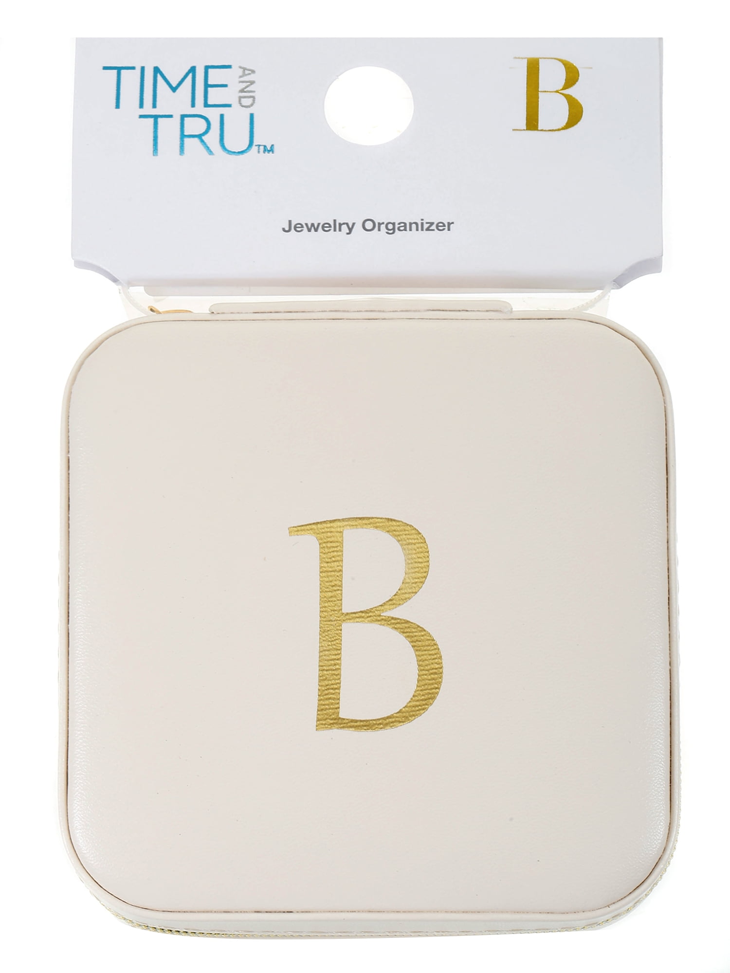 Time and Tru Jewelry Organizer Ivory with Gold Initial B for Travel and Gifting - Walmart.com