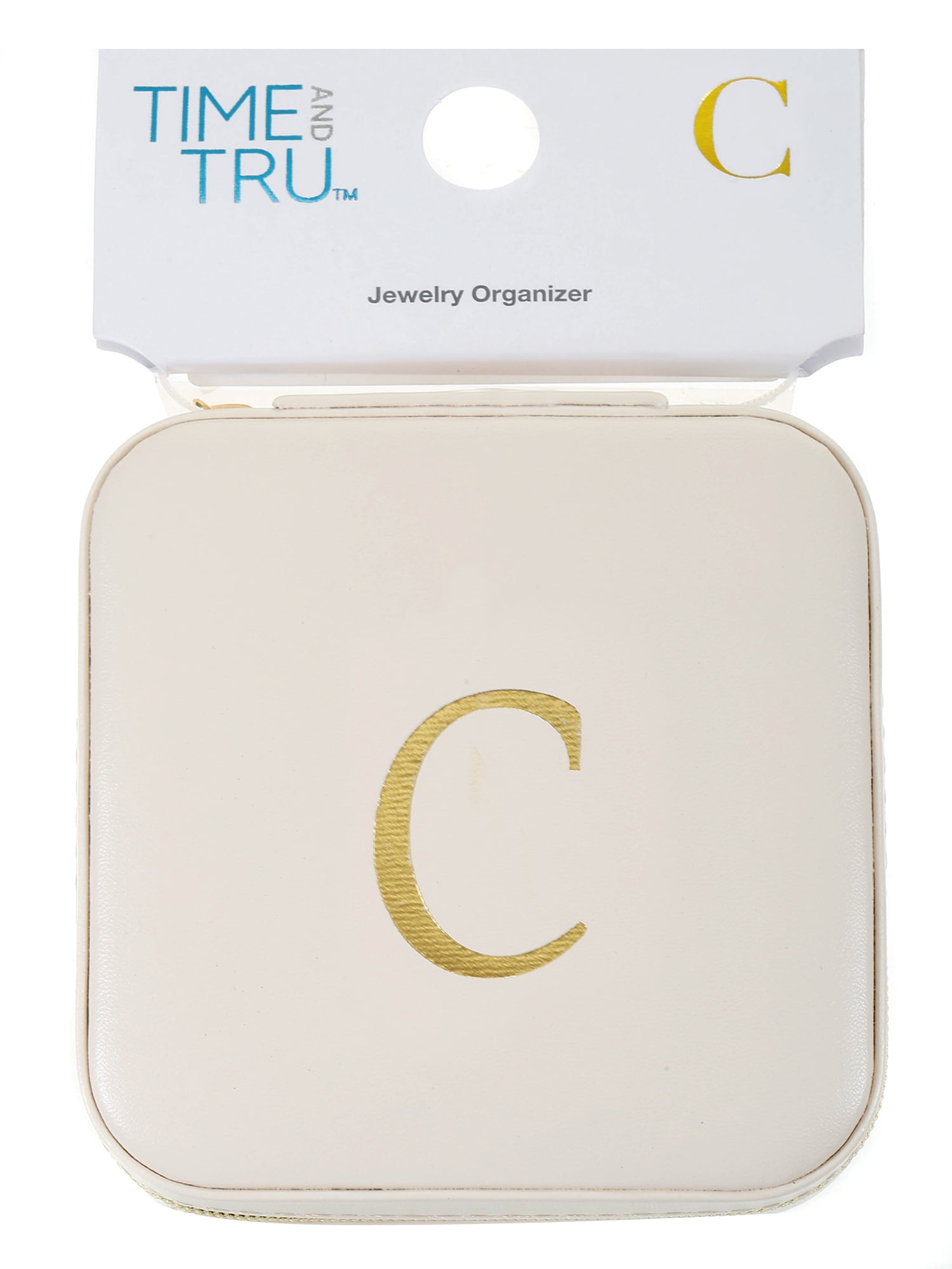 Time and Tru Jewelry Organizer, Ivory with Gold Initial, Letter C ...