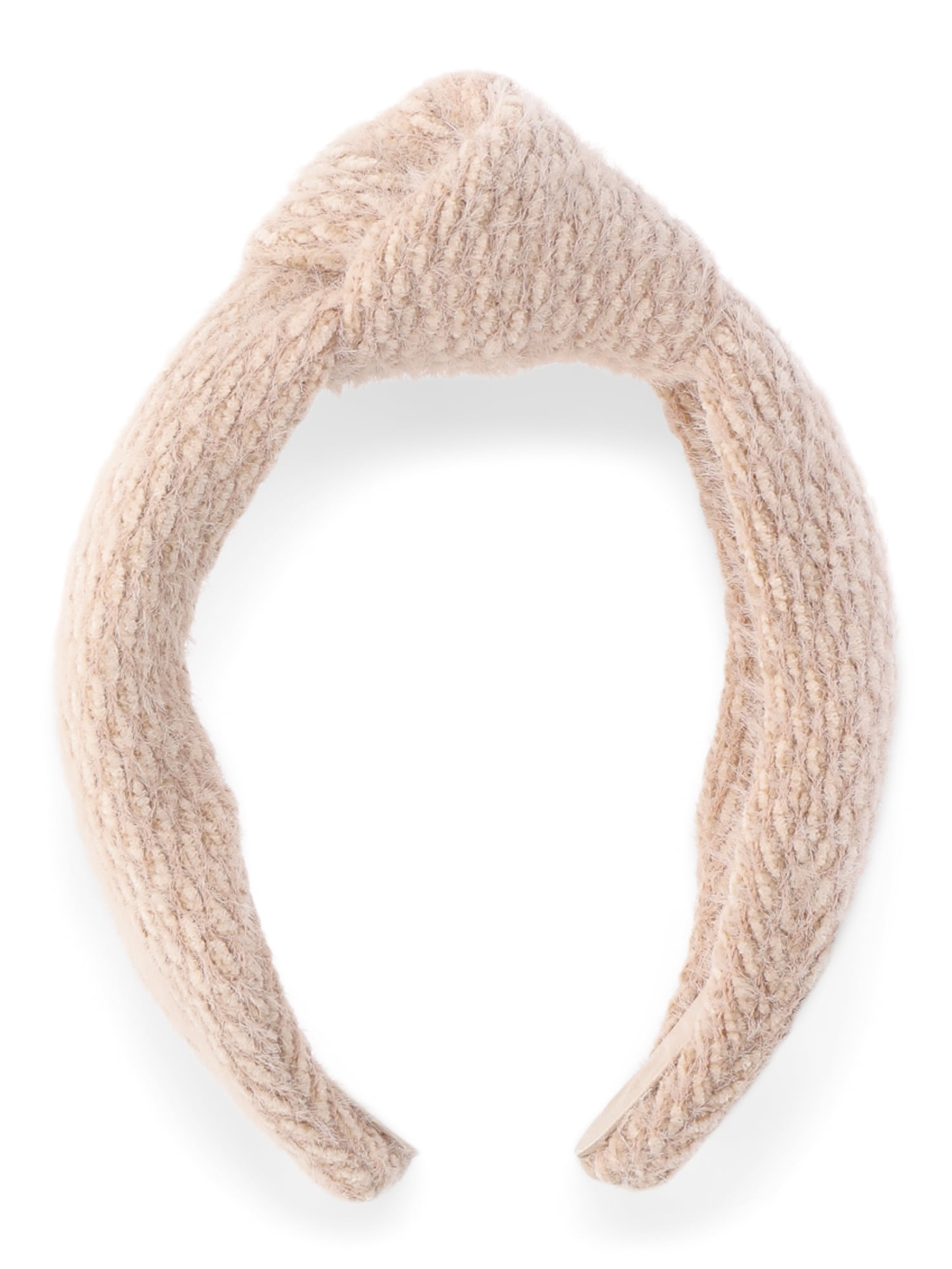 Time and Tru Women's Eyelash Knit Top Knot Hair Headband, Cream ...