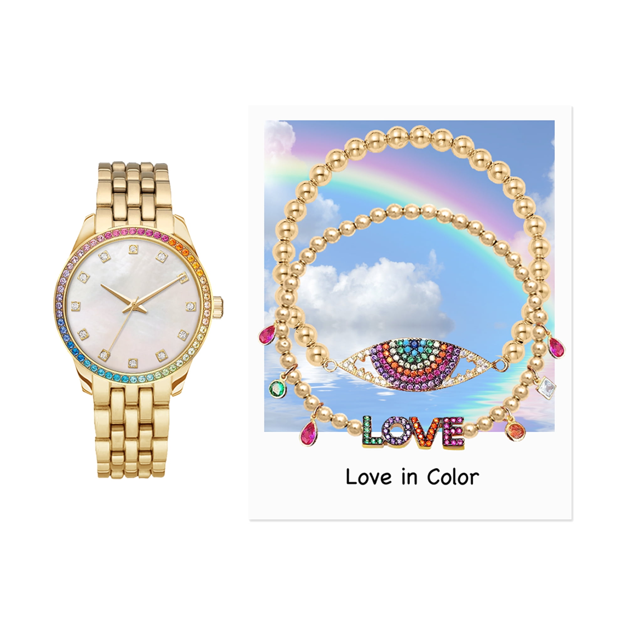 Time and Tru Ladies Adult "Love" Themed Round Analogue Watch with Shiny ...