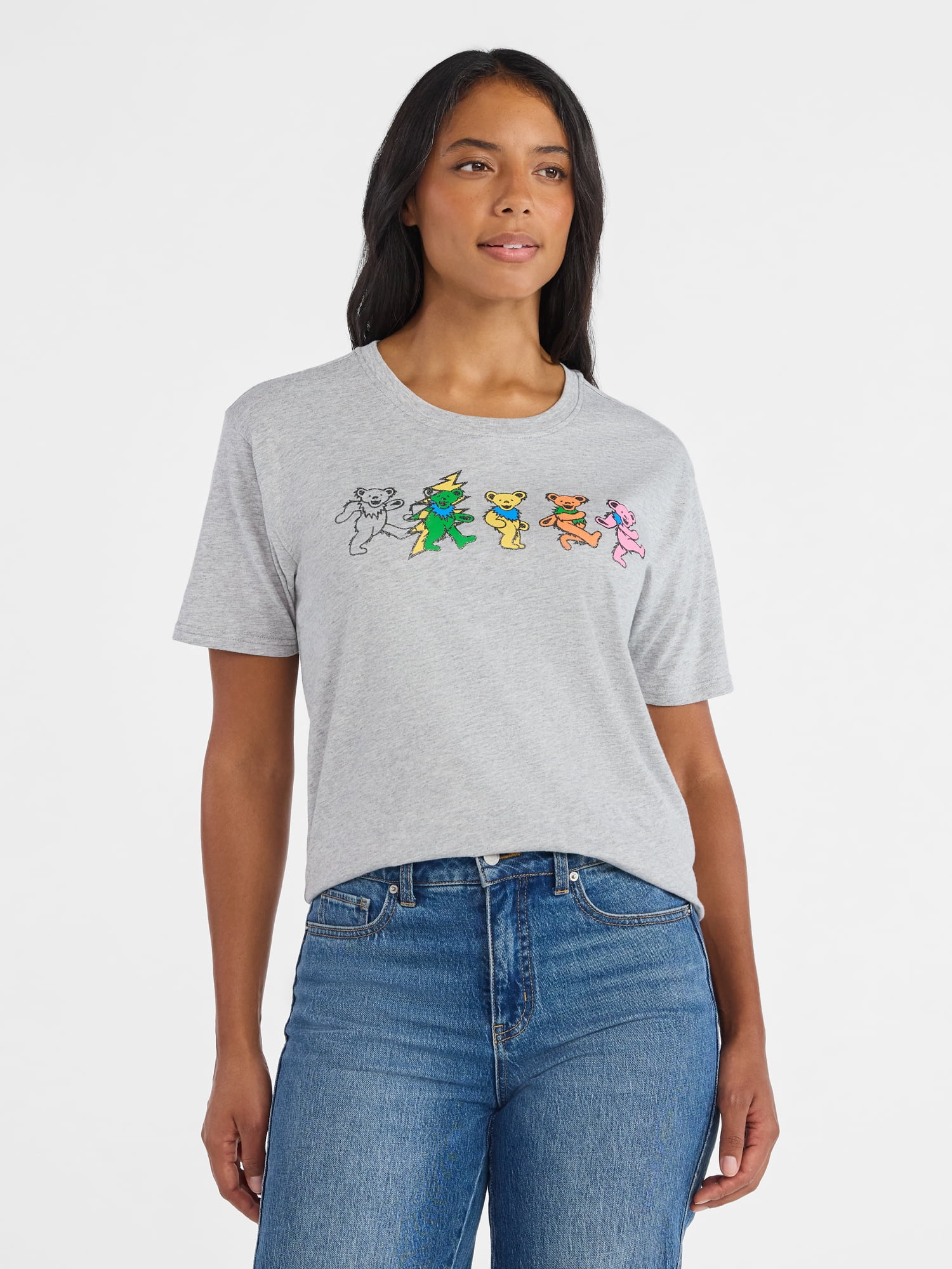 Time and Tru Women's Grateful Dead Dancing Bear Line Up Graphic Tee ...