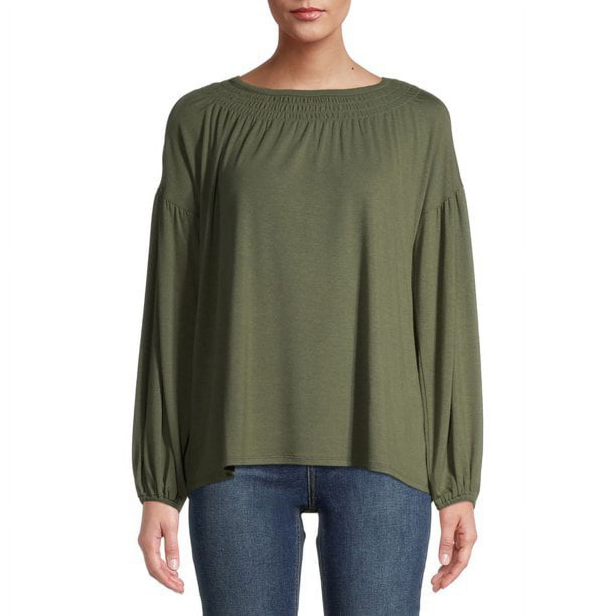 Time and Tru Long Sleeve Pullover Drop Shoulder Top (Women's) 1 Pack ...