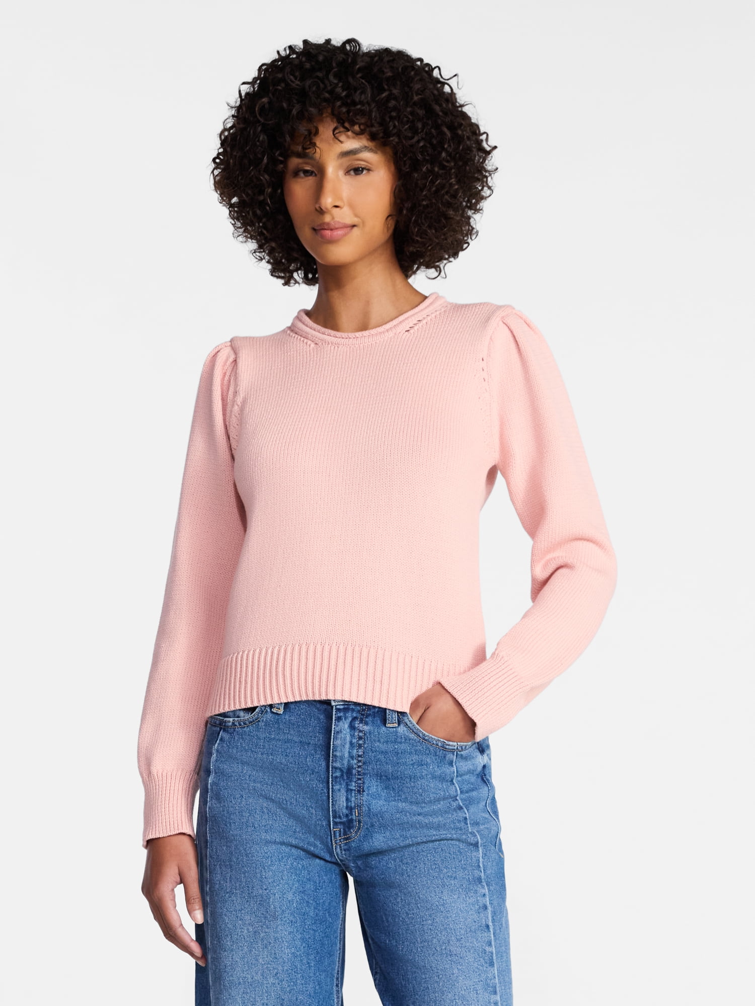 Time and Tru Women's Crewneck Sweater with Long Sleeves, Sizes XS-XXXL ...