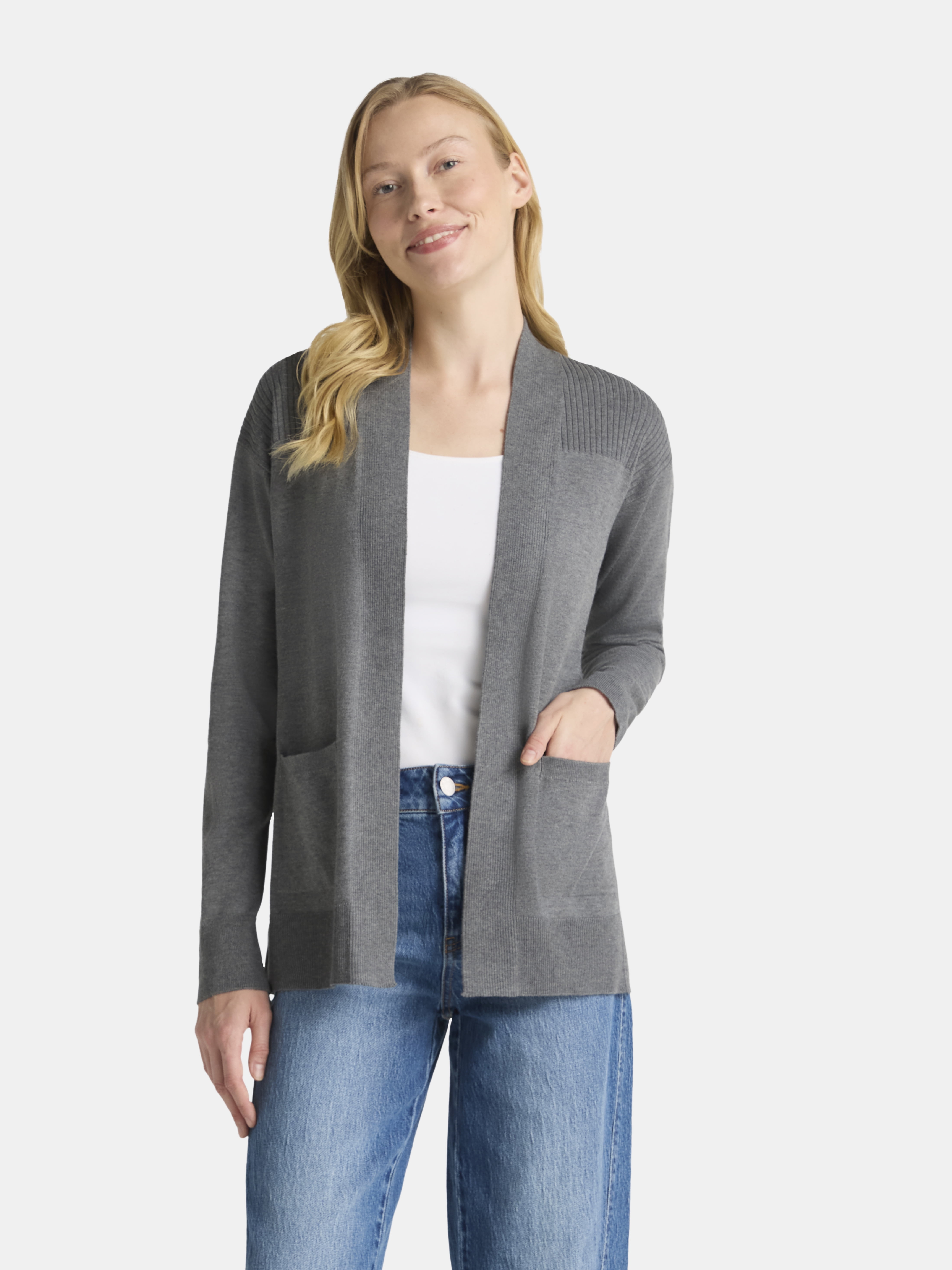 Time and Tru Women's and Women's Plus Open Front Cardigan Sweater ...