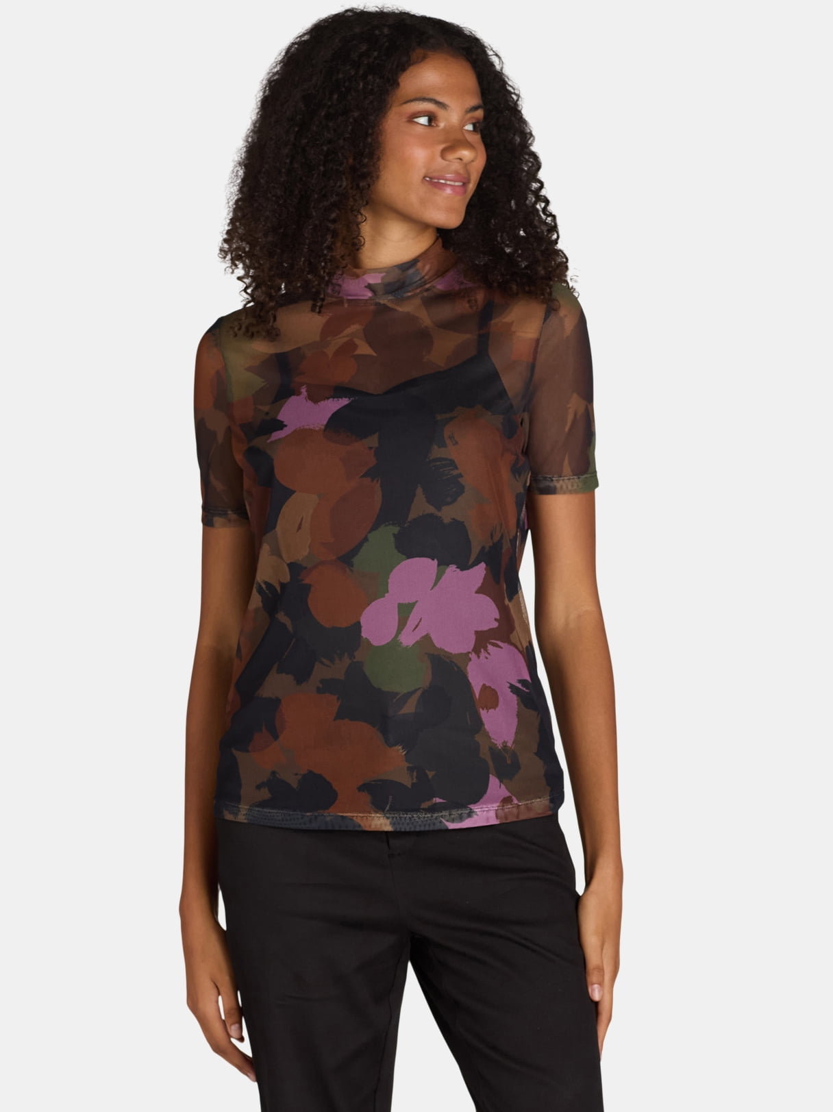 Time and Tru Women's Comfortable Mesh Tee with Short Sleeves and Cami ...