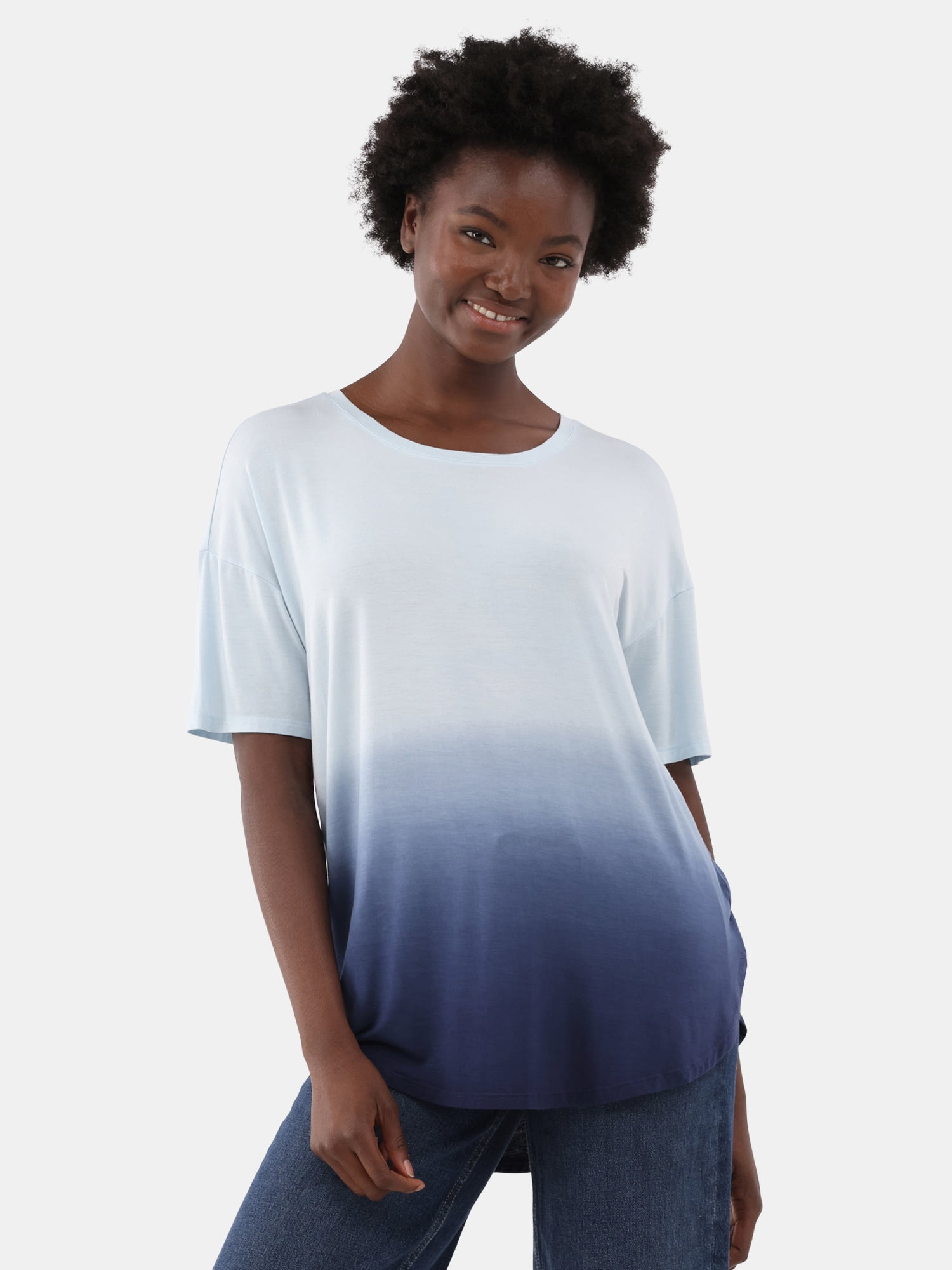 Time and Tru Crewneck Tunic Tee - Relaxed Fit - Walmart.com