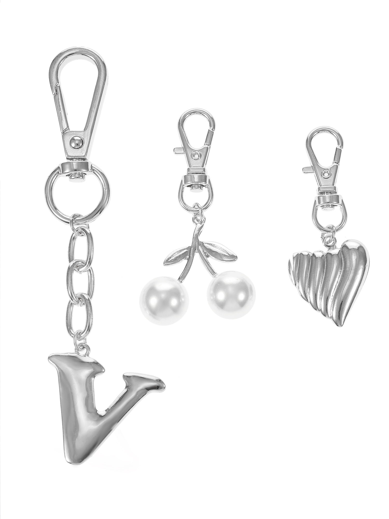 Time and Tru Silvertone Initial Letter Bag Charm Set, 3 Pieces, Letter ...