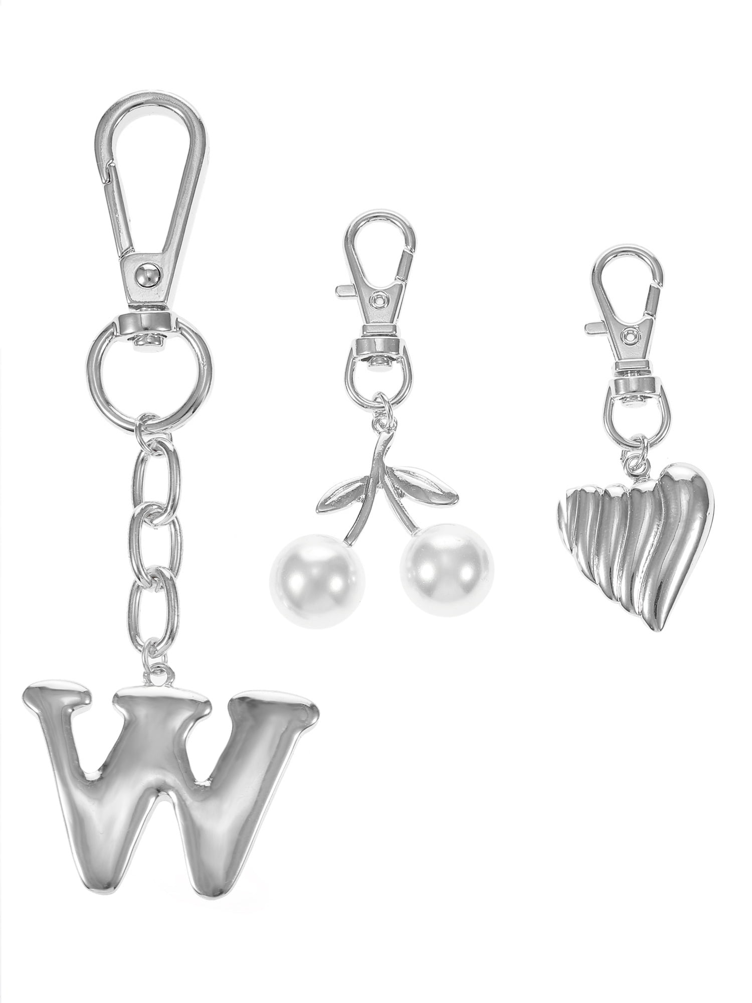 Time and Tru Silvertone Initial Letter Bag Charm Set, 3 Pieces, Letter ...