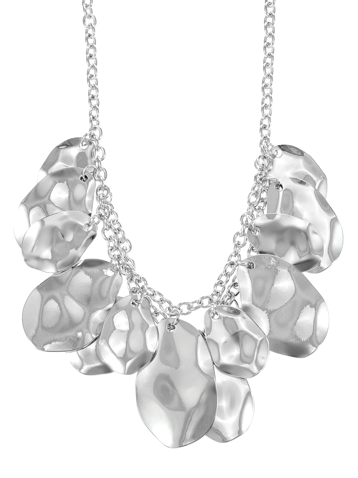 Time and Tru Silvertone Melted Metal Statement Necklace, 1 Piece ...
