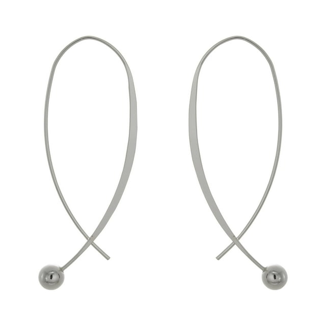 Time and Tru Silvertone Pull-Through Loop Hoop Earrings - Walmart.com