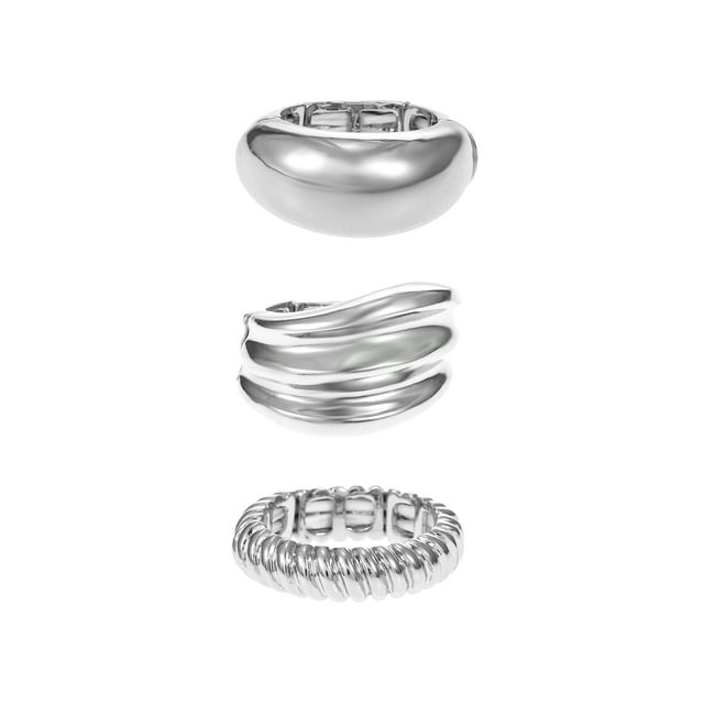 Time and Tru Silvertone Ring Set, 3 Pieces - Walmart.com
