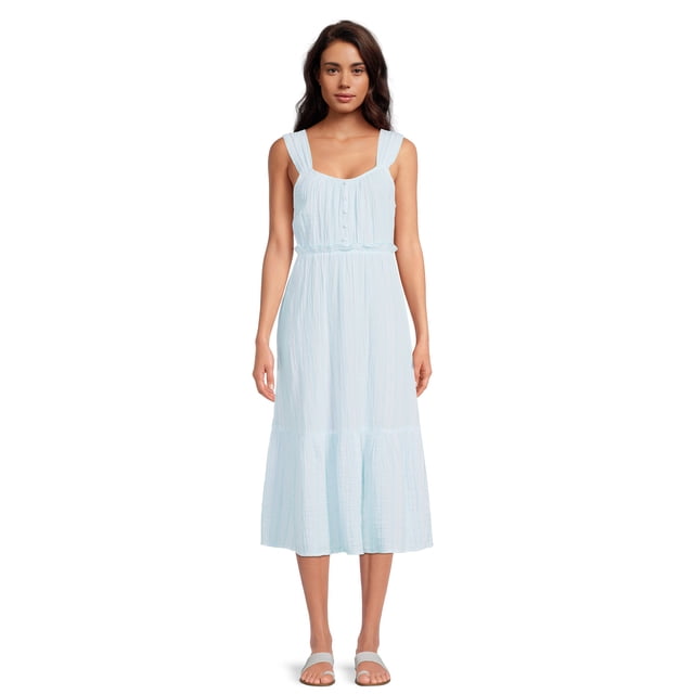 Time and Tru Sleeveless Doublecloth Midi Dress - Walmart.com