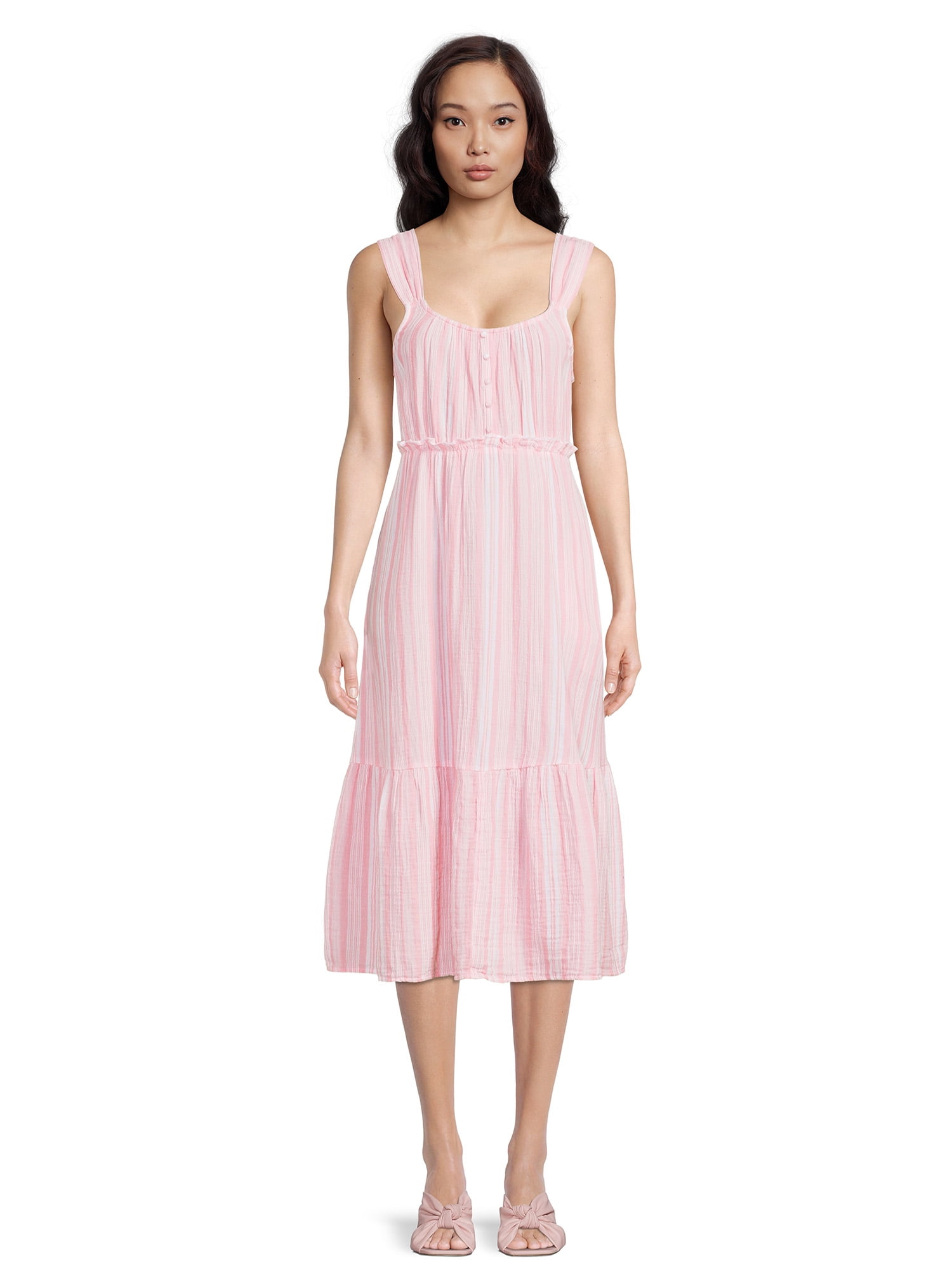 Time and Tru Sleeveless Doublecloth Midi Dress - Walmart.com