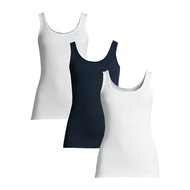 Time and Tru Sleeveless Slim Tank Top (Women's) 3 Pack - Walmart.com