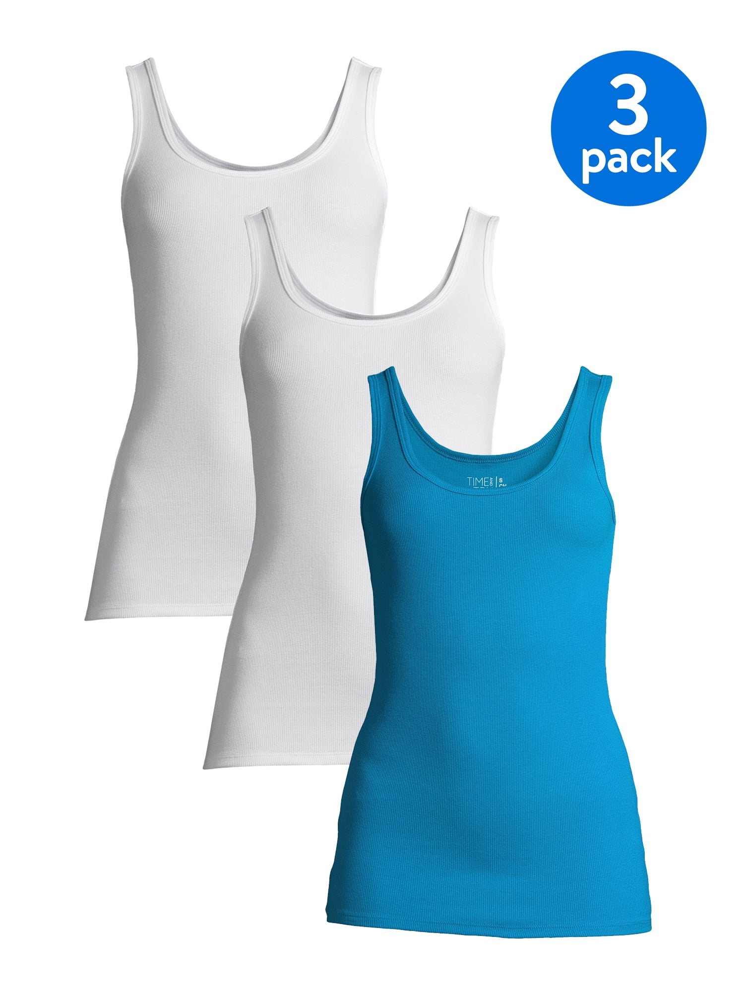 Time and Tru Sleeveless Slim Tank Top (Women's) 3 Pack - Walmart.com