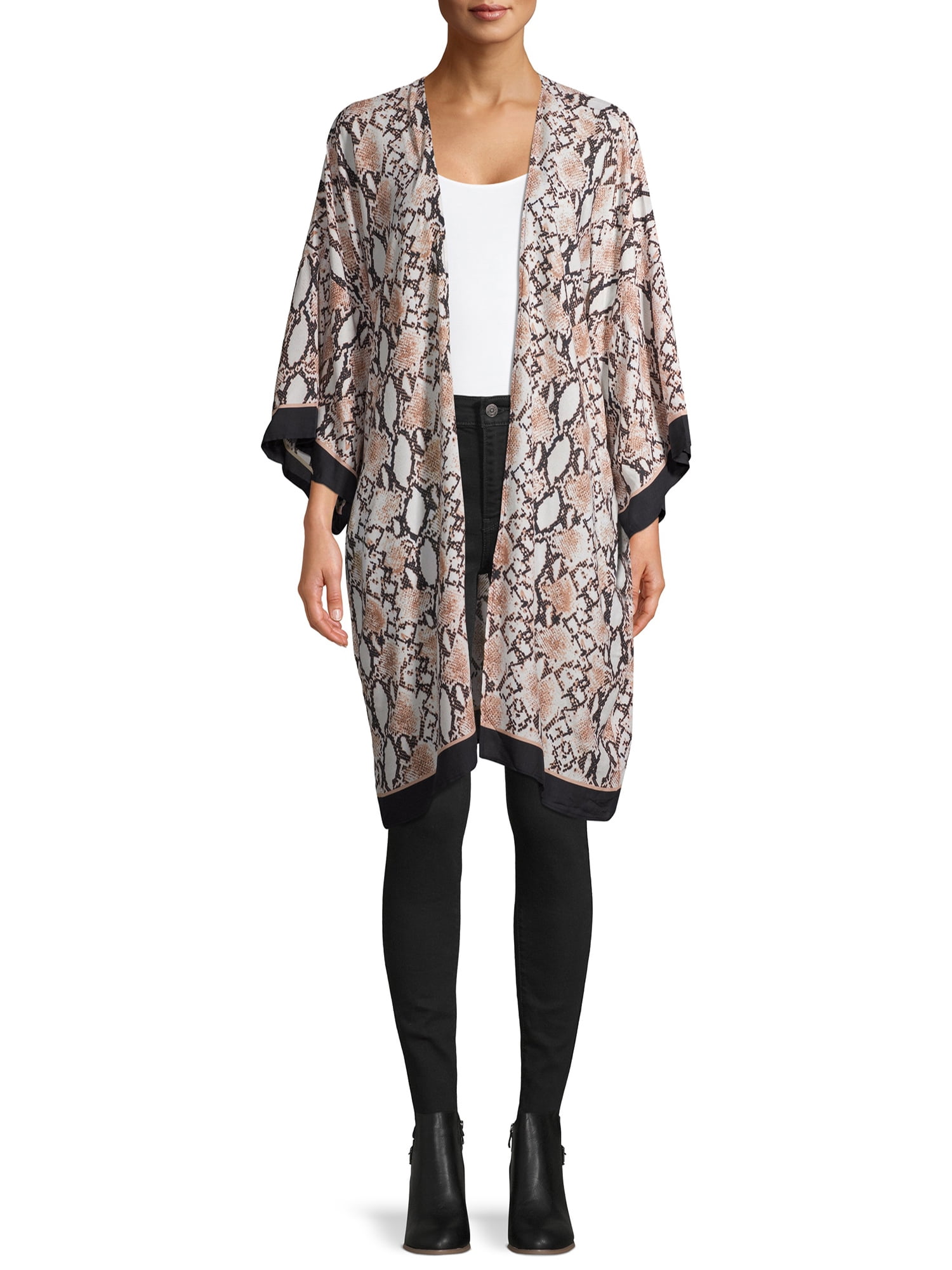 Time and Tru Snake Printed Kimono - Walmart.com
