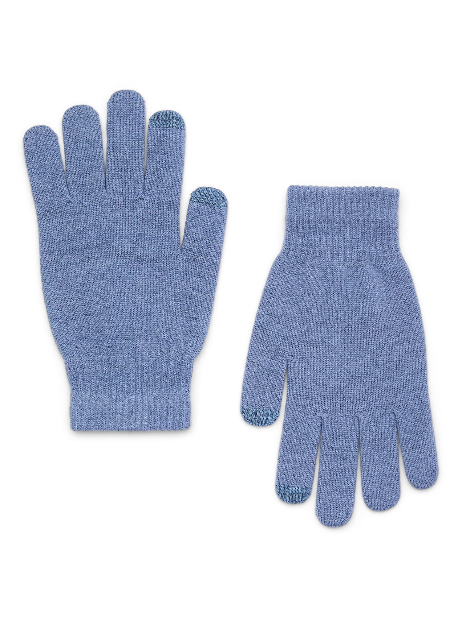 Time and Tru Women's Tipped Tech Winter Gloves, One Size Fits All, Knit ...