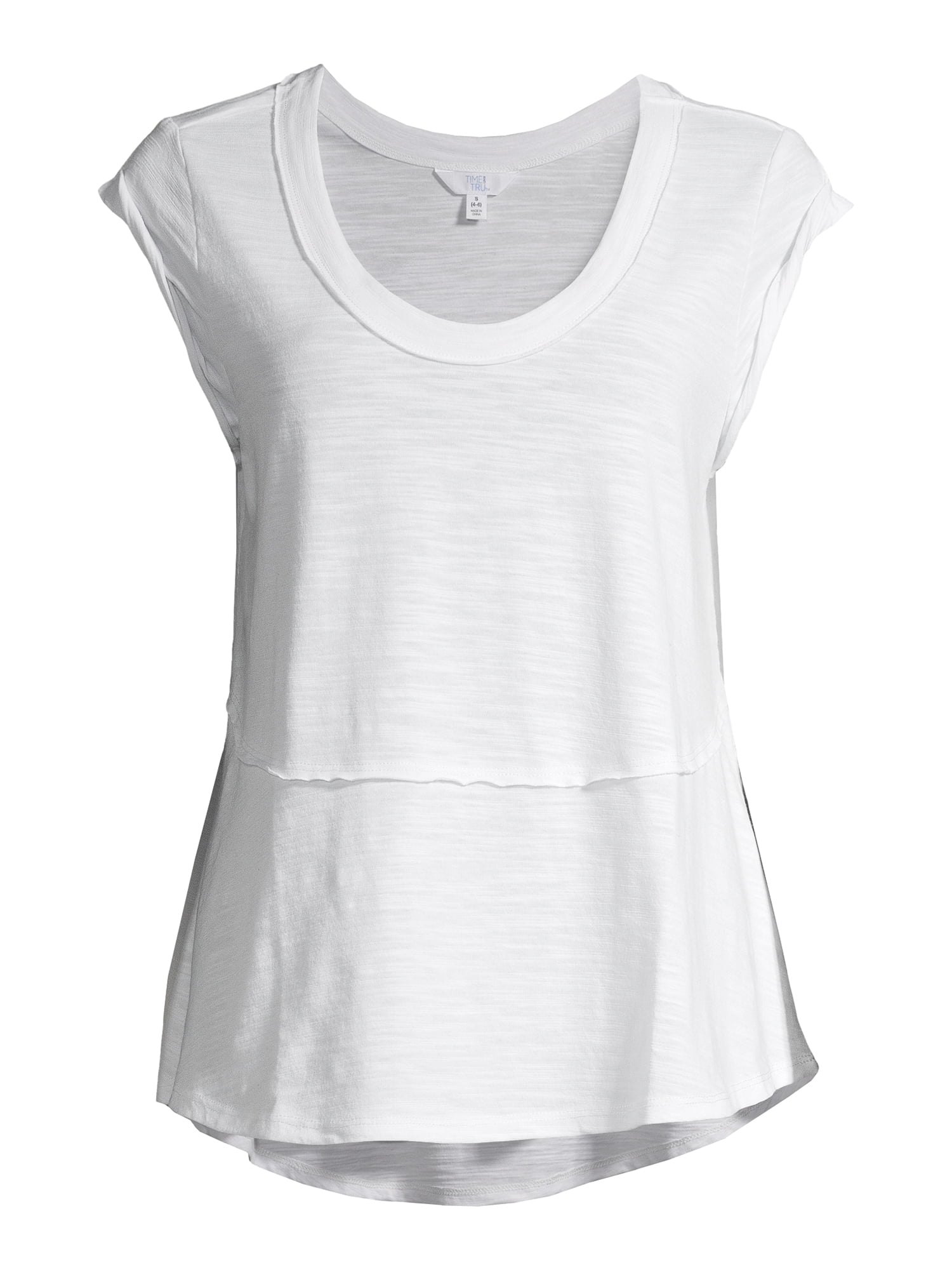 Time and Tru U-Neck T-Shirt with Short Sleeves - Walmart.com