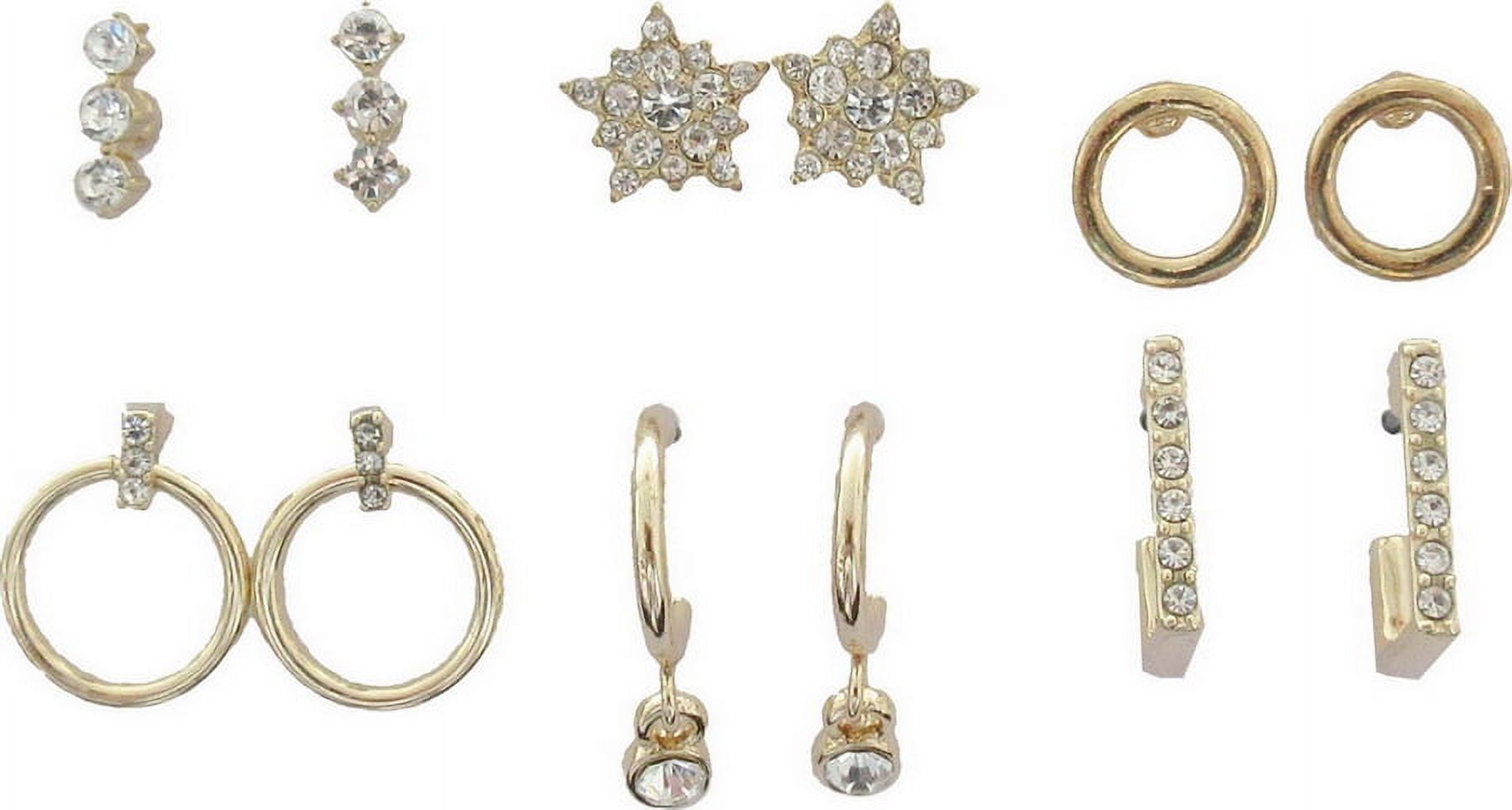 Time and Tru Women's 6on Crystal Star/Circle Multi Earring Set - Walmart Business Supplies