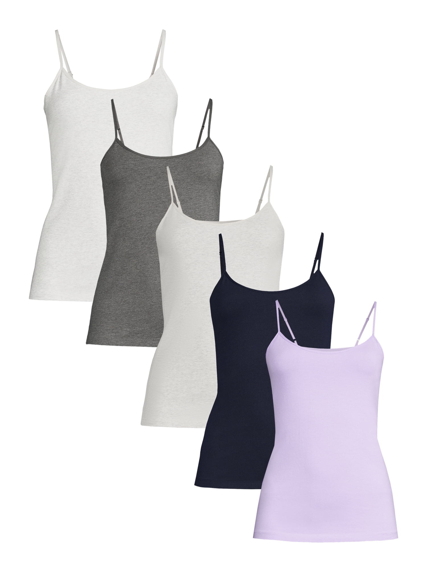 Time and Tru Women's Adjustable Strap Cami, 5-Pack - Walmart.com