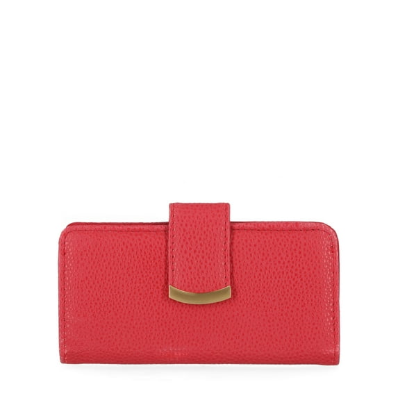 Time and Tru Women's Alexandra Slim Wallet Red with 12 Card Slots ...
