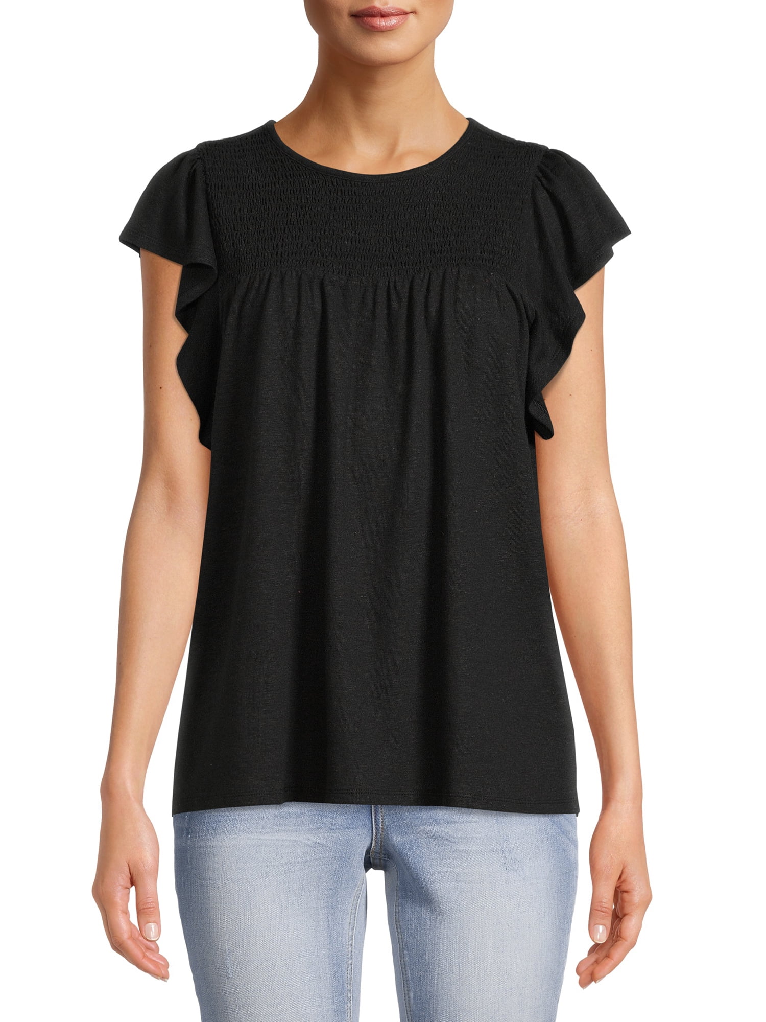 Time and Tru Women's Angel Sleeve Top - Walmart.com
