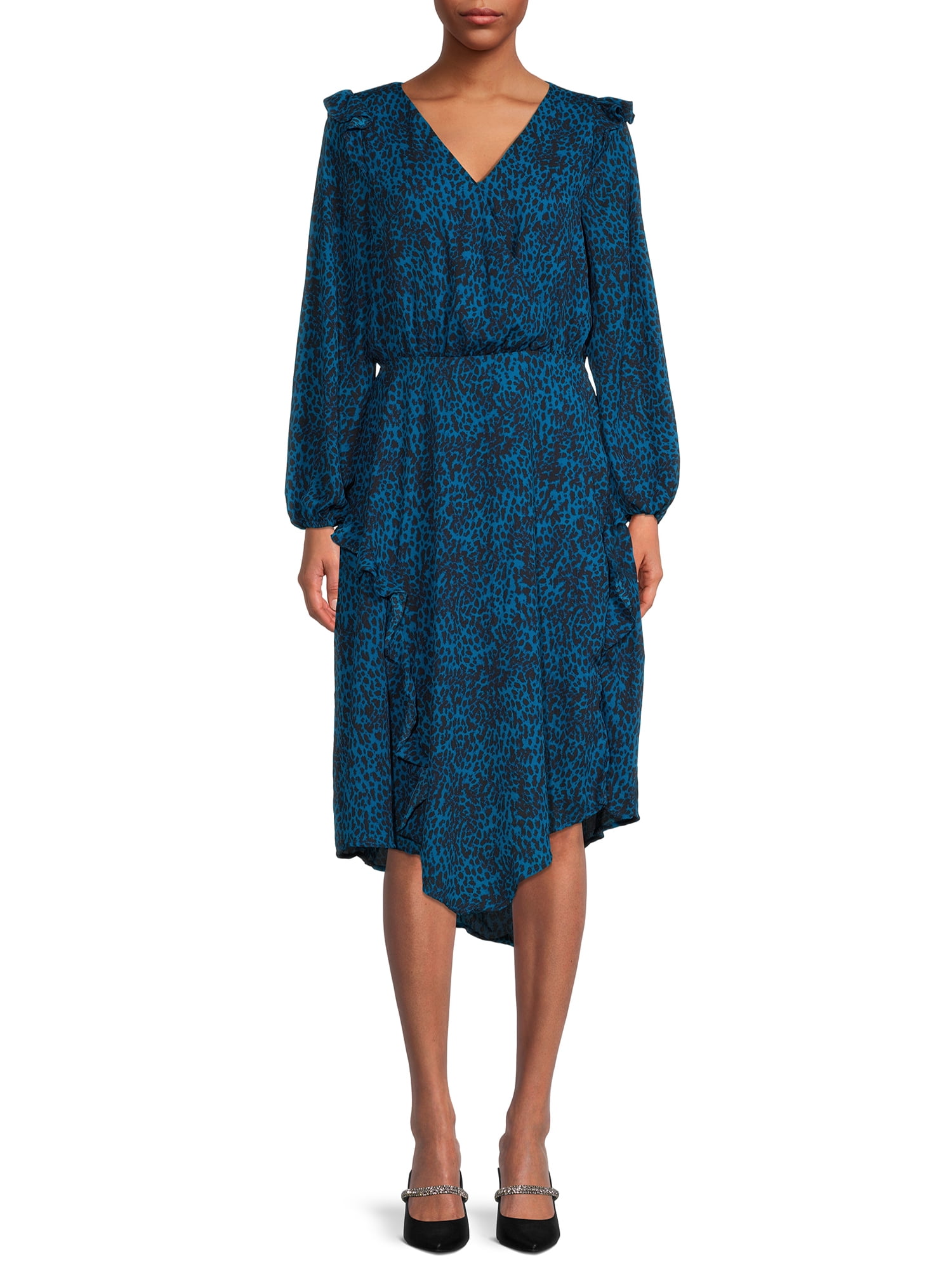 Time and Tru Women's Asymmetrical Ruffle Dress - Walmart.com