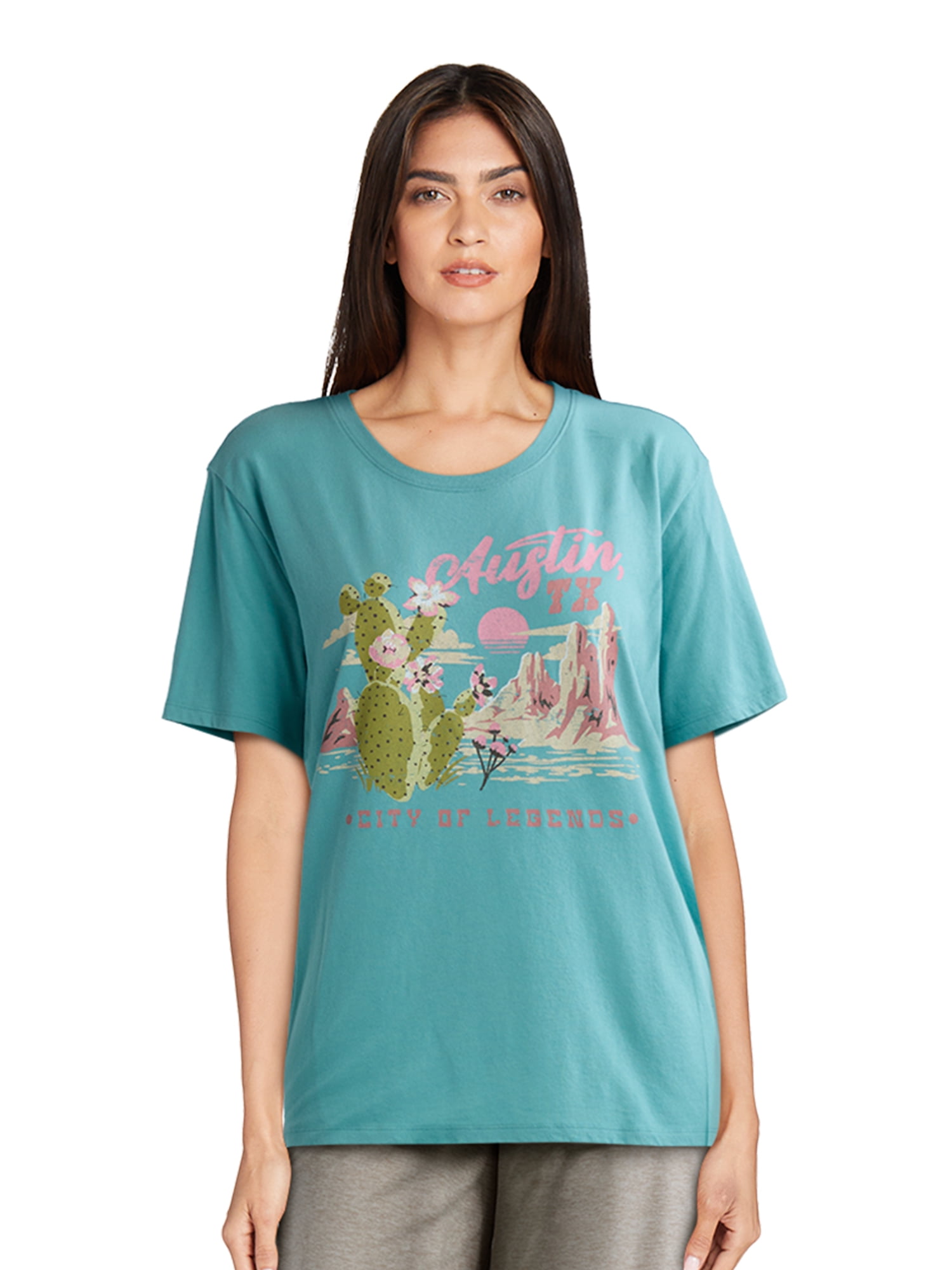 Time and Tru Women’s Austin Graphic Tee with Short Sleeves, Sizes S-XXXL - Walmart.com