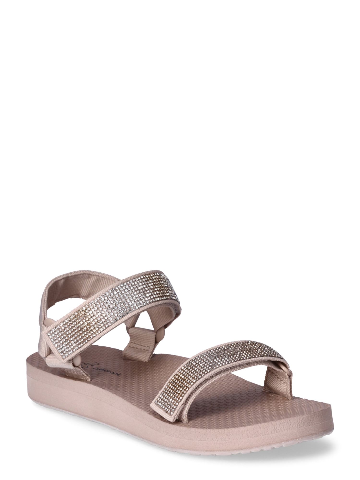 Time & Tru Women's Bling Nature Sandals with Rhinestones, Sizes 6-11 ...