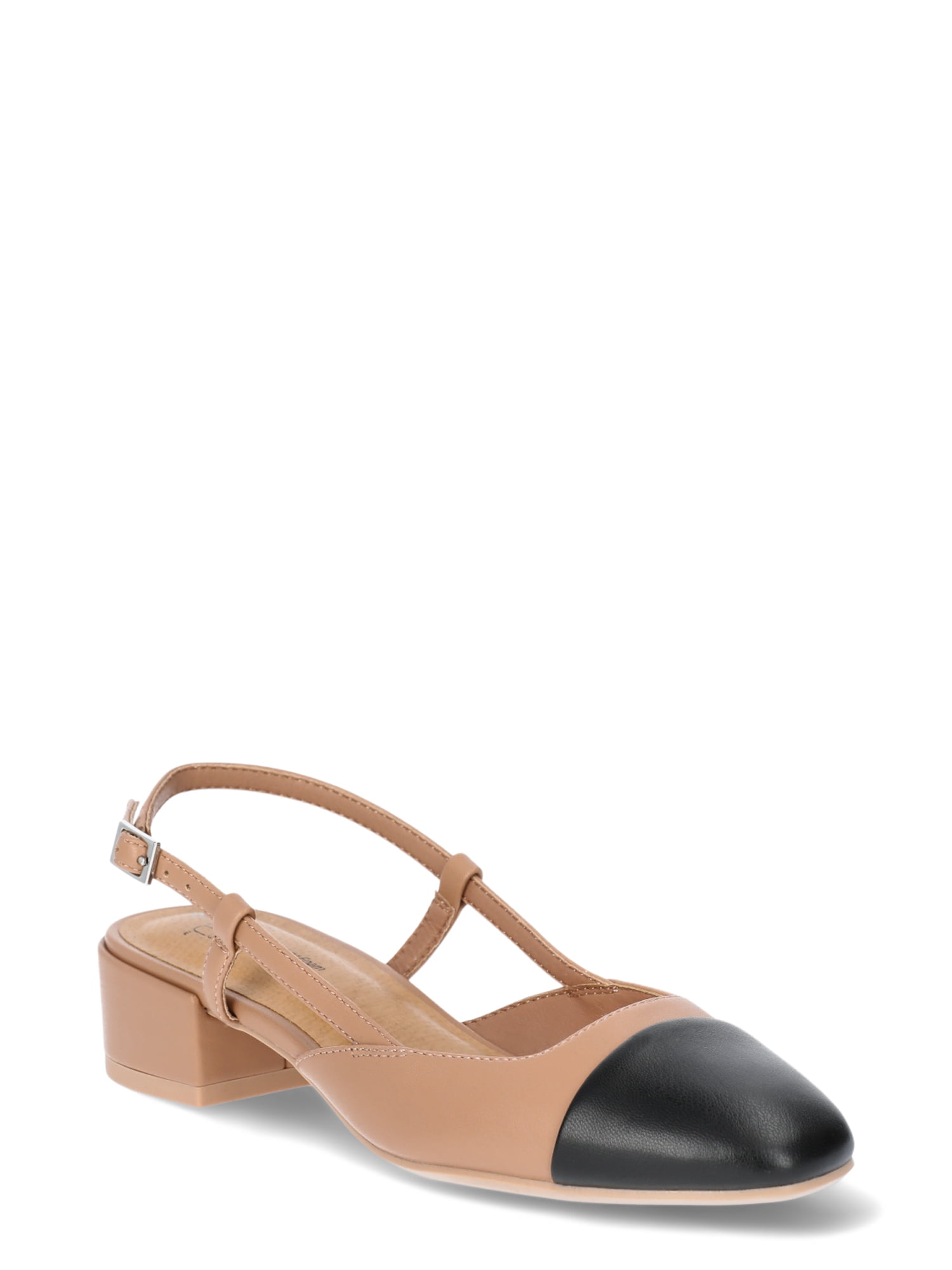 Time and Tru Women's Faux Leather Block Heel Slingbacks - Walmart.com