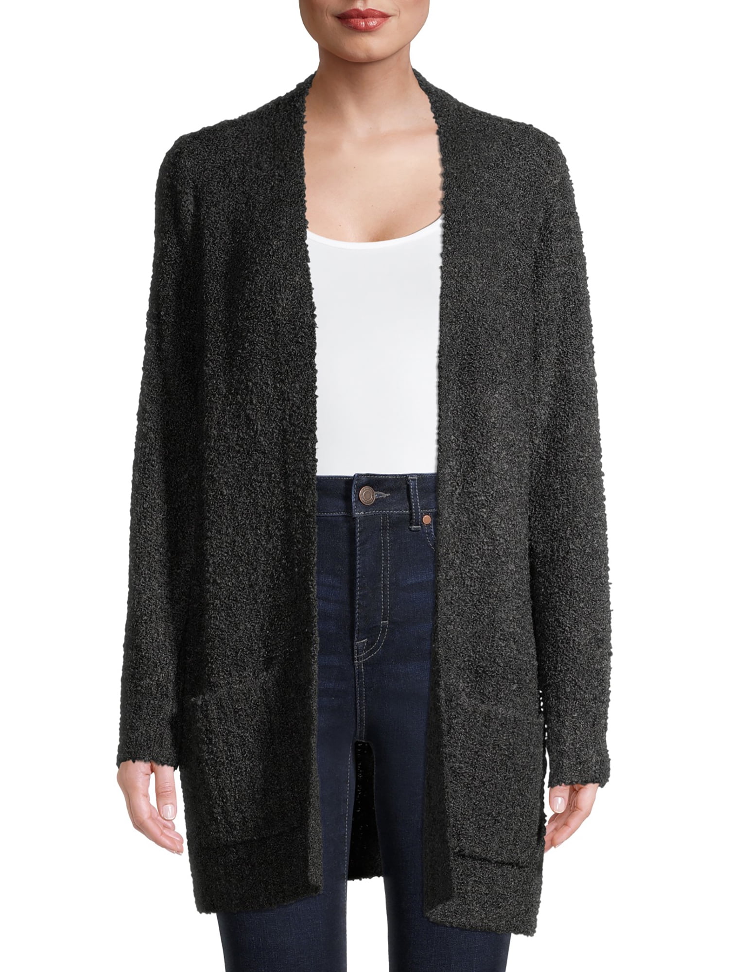 Time and Tru Boucle Cardigan - Relaxed Fit women's Sweater - Walmart.com