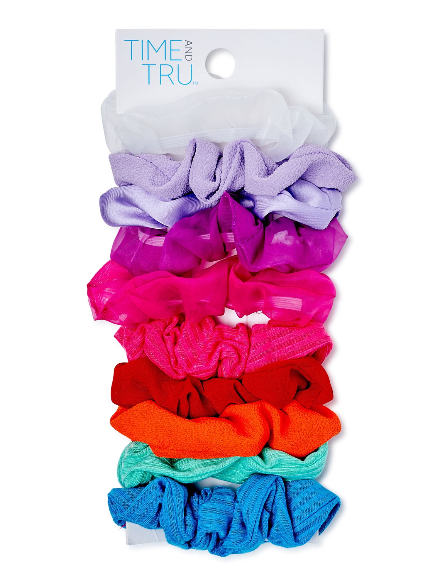 Time and Tru Bright Multi-Color Hair Ties 10-Pack Hair Accessory for ...