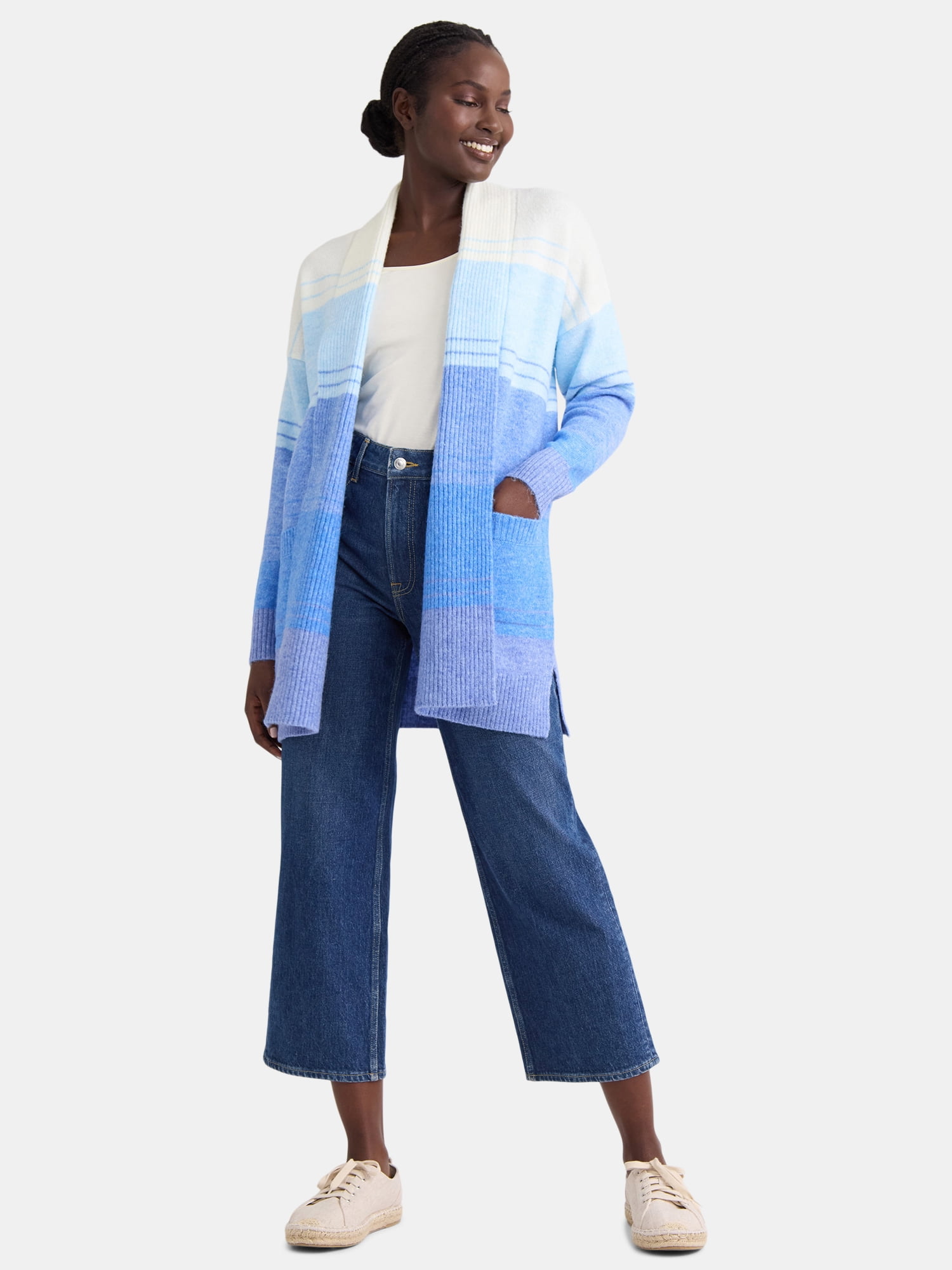 Time and Tru Women's Brushed Longline Cardigan Sweater, Midweight ...