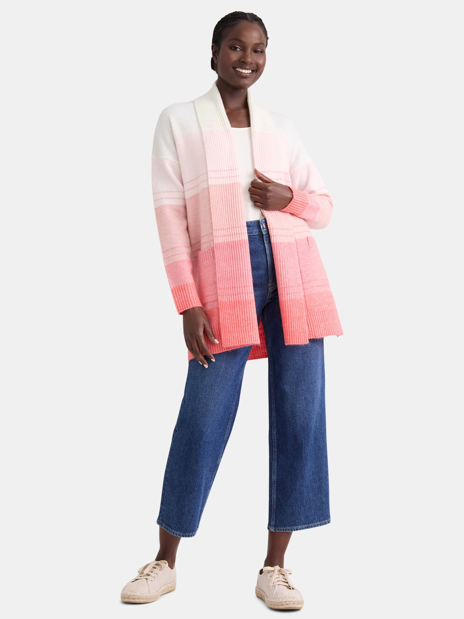 Time and Tru Women's Brushed Longline Cardigan Sweater, Midweight ...