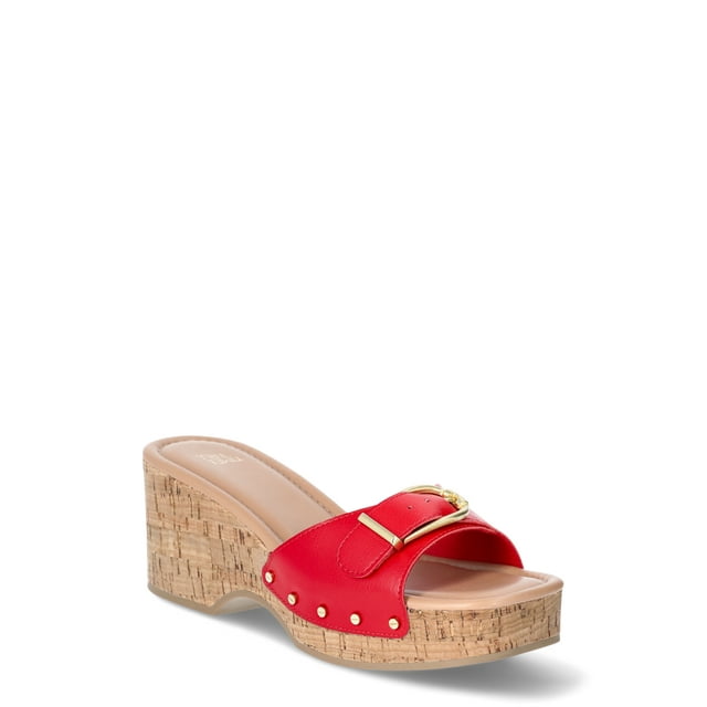 Time and Tru Women's Buckle Cork Platform Sandals - Walmart.com