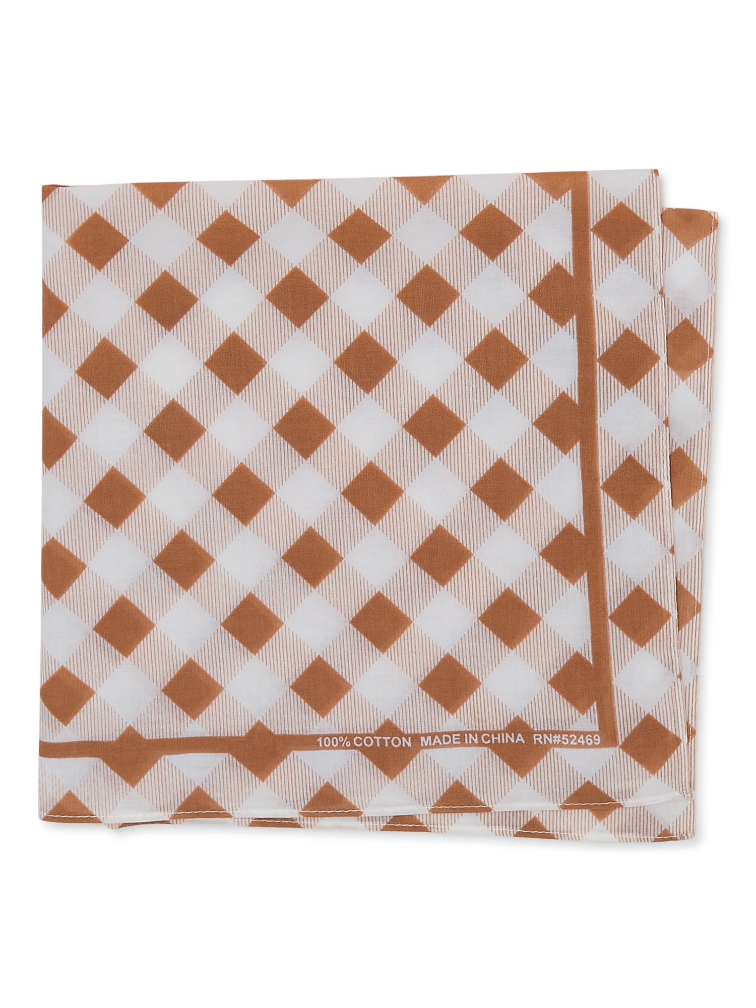 Time and Tru Women's Plaid Cotton Bandana Tan and White Accessory ...