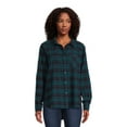 Time and Tru Women's Button Down Flannel Shirt with Long Sleeves, Sizes ...