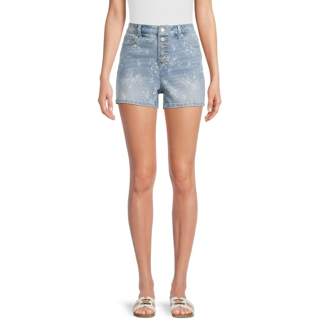 Time and Tru Women's Button Fly Denim Shorts, 3.5" Inseam, Sizes 2-20 ...