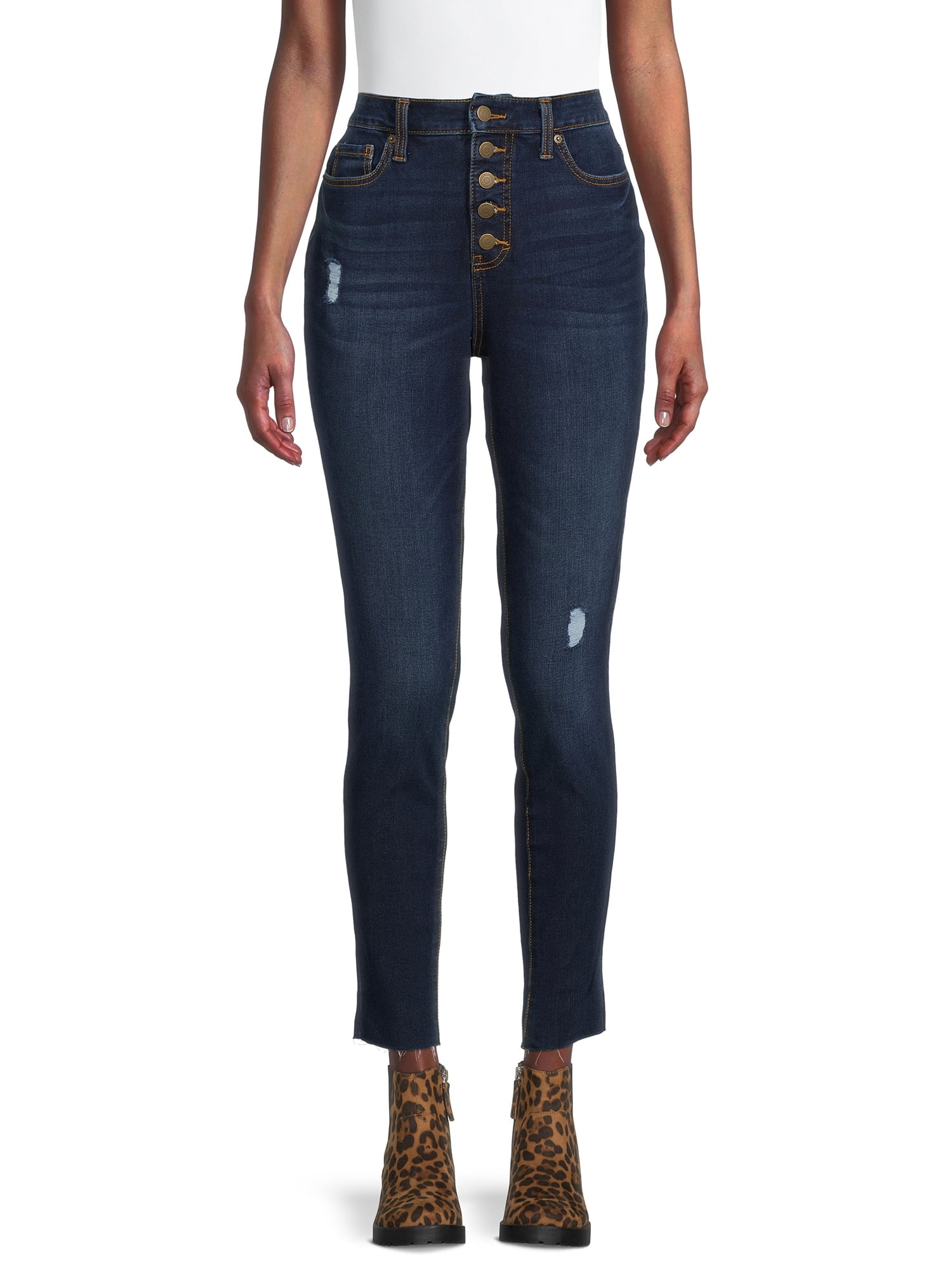 Time and Tru Women's Button Fly High Rise Curvy Jeans - Walmart.com