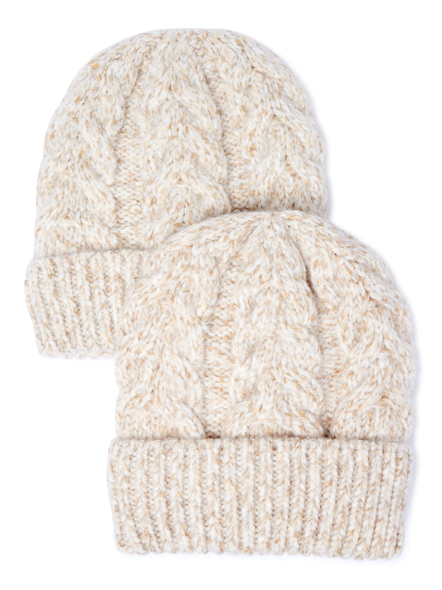 Time and Tru Women's Cable Knit Beanie Set, 2- Piece - Walmart.com