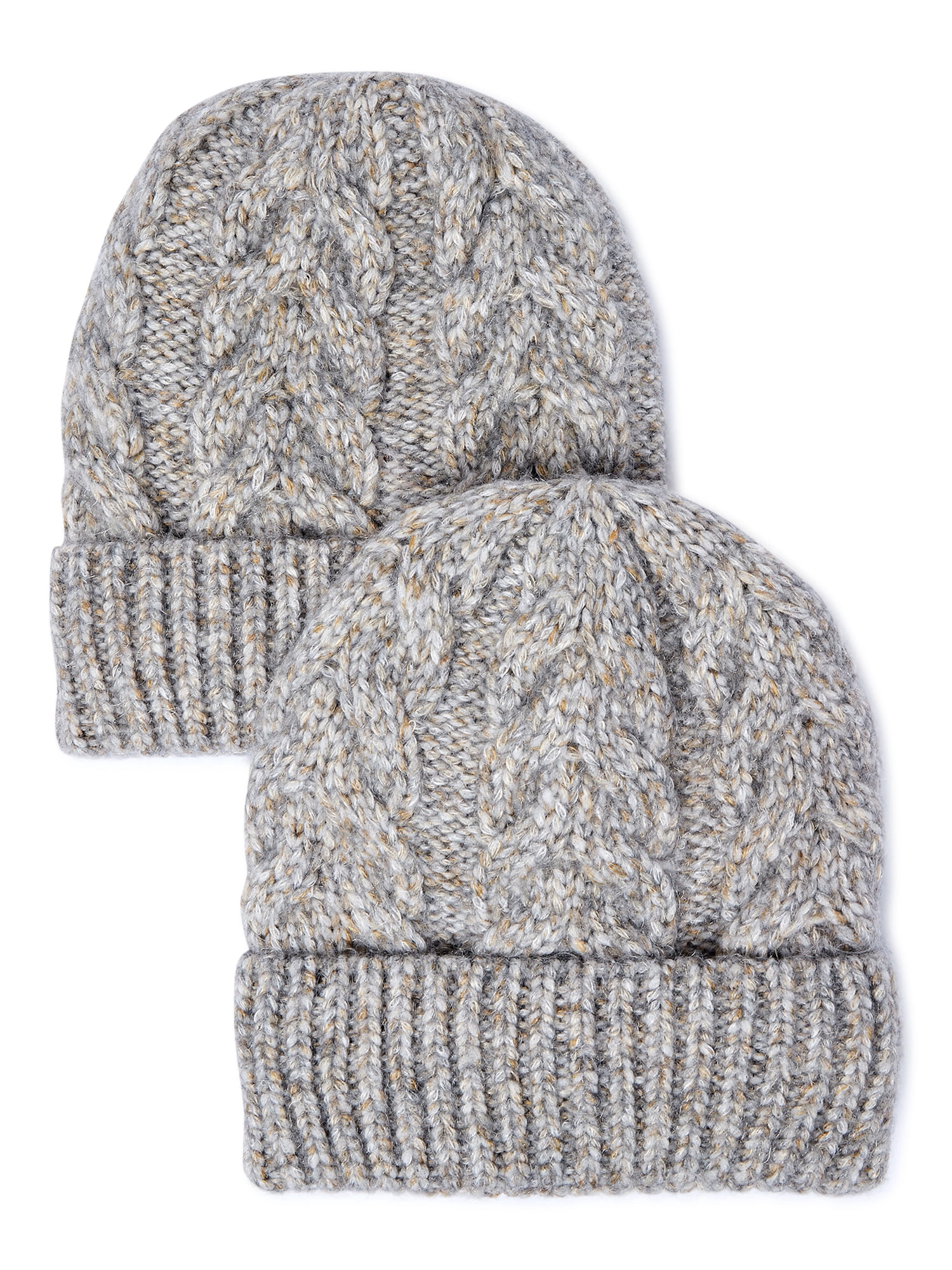 Time and Tru Women's Cable Knit Beanie Set, 2- Piece - Walmart.com