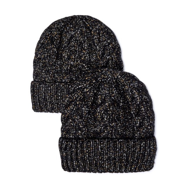 Time and Tru Women's Cable Knit Beanie Set, 2- Piece - Walmart.com