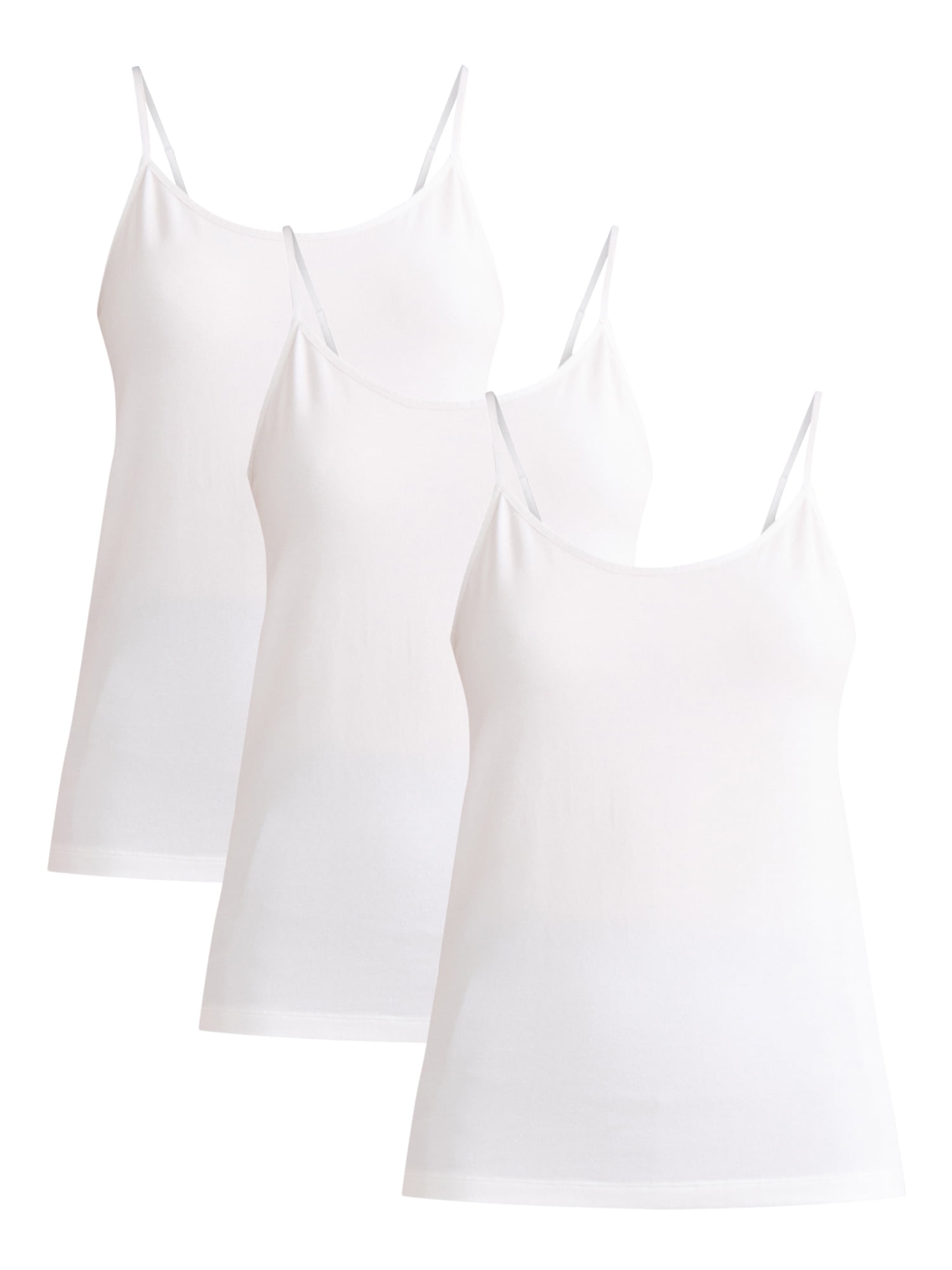 Time & Tru Women's Adjustable Strap Cami 3-Pack, Sizes XS-XXXL, Cotton ...