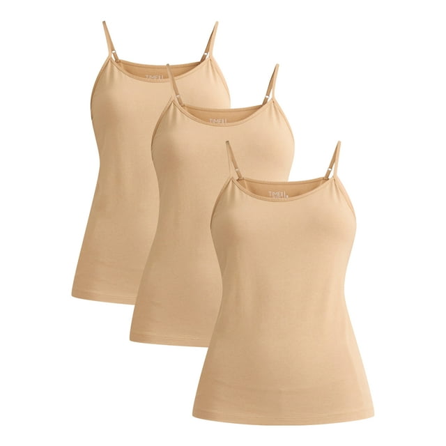 Time and Tru Women's Cami with Adjustable Straps, 3-Pack, Sizes XS-XXXL ...