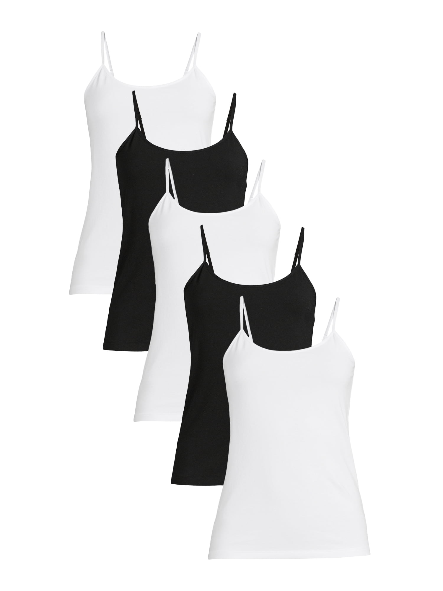 Time and Tru Women's Cami with Adjustable Straps, 5 Pack, Sizes XS-XXXL ...
