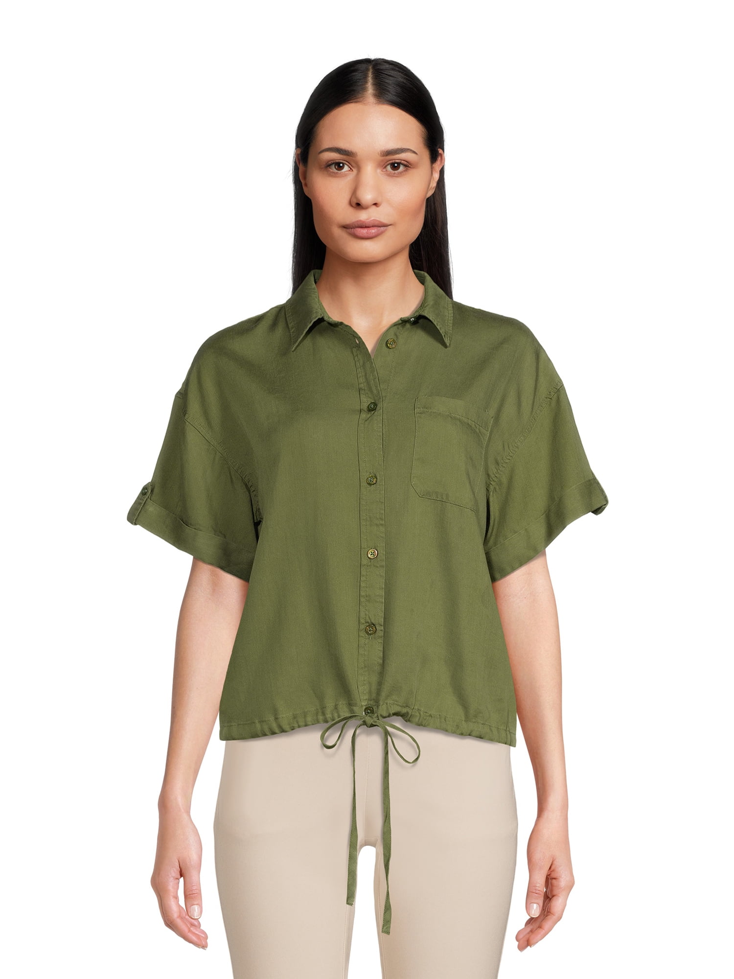 Time and Tru Women’s Chambray Utility Top, Sizes XS-XXXL - Walmart.com