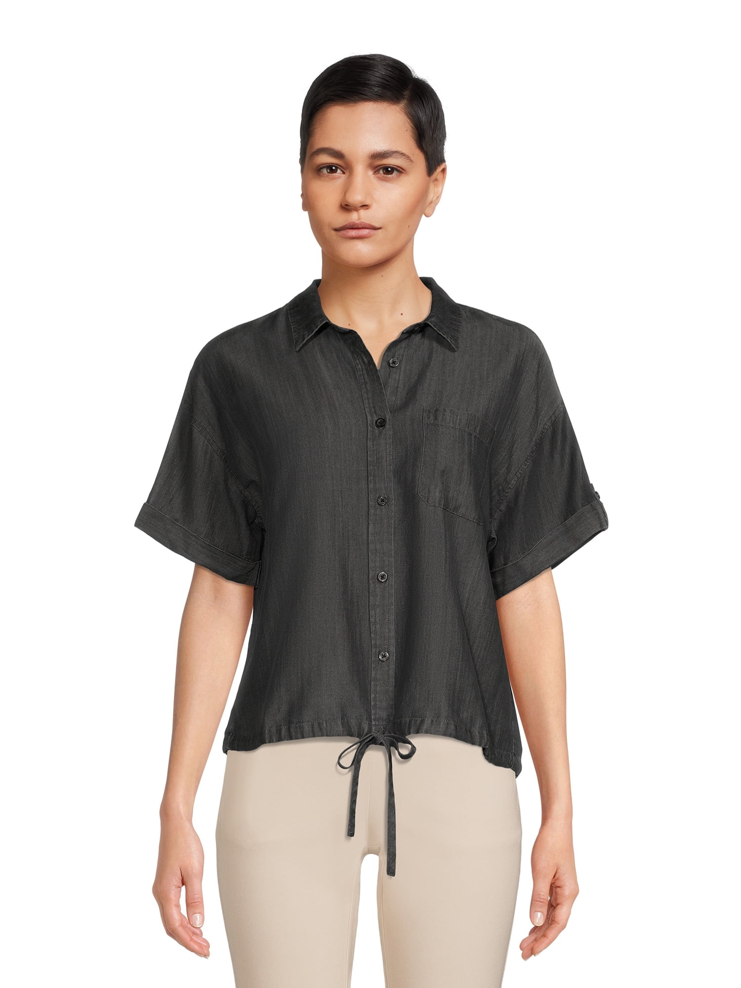 Time and Tru women's Chambray Utility Top - Front - Walmart.com