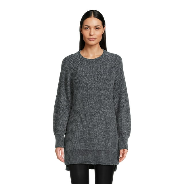 Time and Tru Women's Chenille Crew Neck Tunic Sweater, Midweight, Sizes ...
