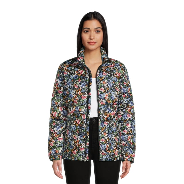Time and Tru Women's Chevron Midweight Puffer Jacket, Sizes XS-3X ...